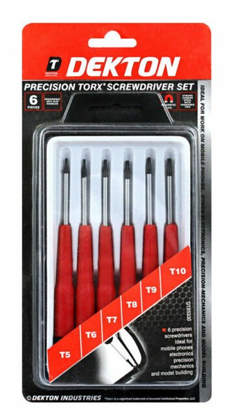 6pc Precision Torx Star Screwdriver Set T5 6 7 8 9 & 10 Magnetic ...
