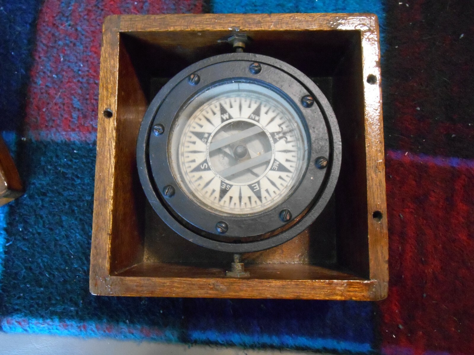 Nautical ship Compass maritime in wood box Dirigo E M Sherman | eBay