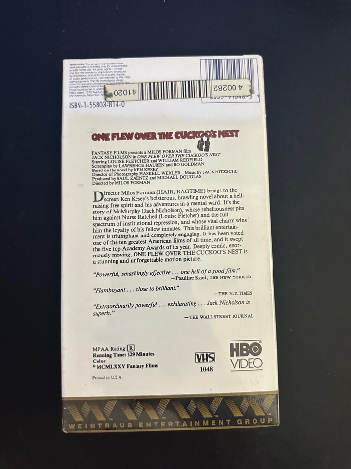 One Flew Over The Cuckoos Nest VHS Sealed! Watermarks! RARE! CGC! | eBay