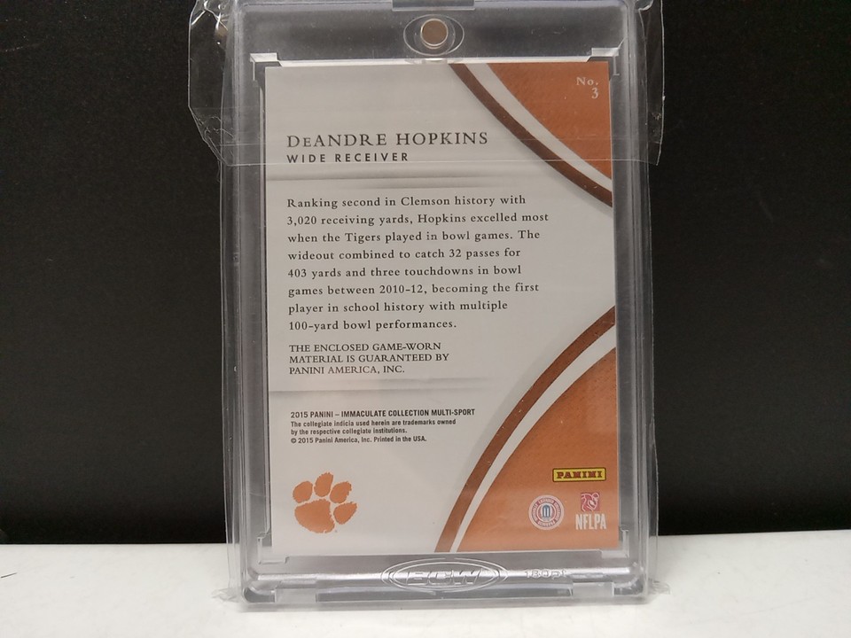 DeAndre Hopkins 2015 Immaculate Patch Card /99 Clemson University | eBay