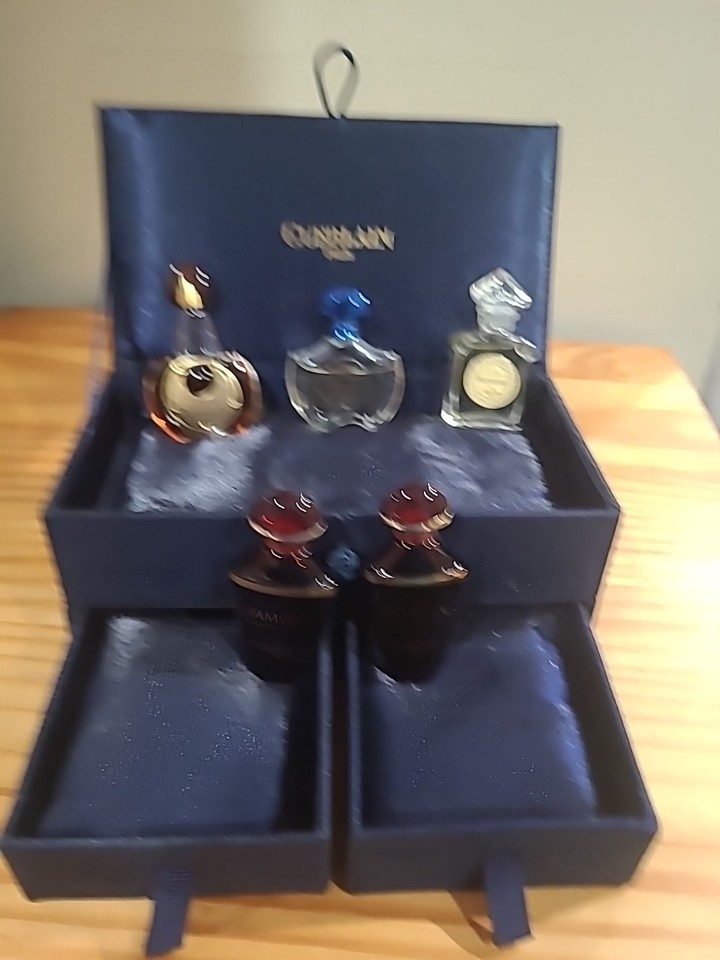 Vintage, Rare Guerlain Mini Perfume Set in Blue Satin Box | eBay