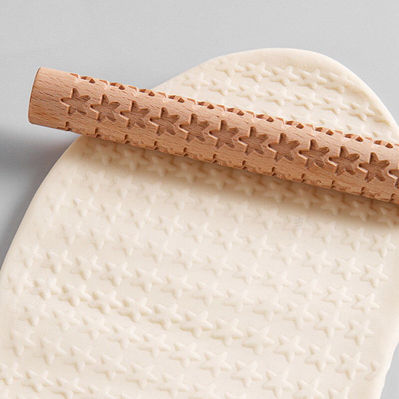 Pottery Clay Wood Texture Rolling Pin Embossed Rod Mud Ceramic ...