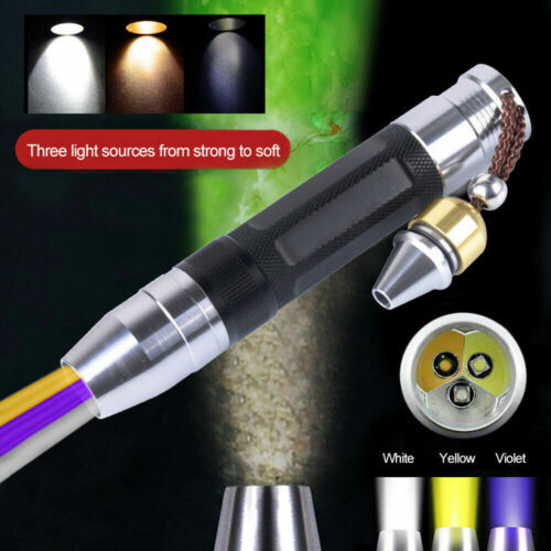 365/395nm White Yellow UV Light Flashlight for Jade Jewelry Gem Amber ...