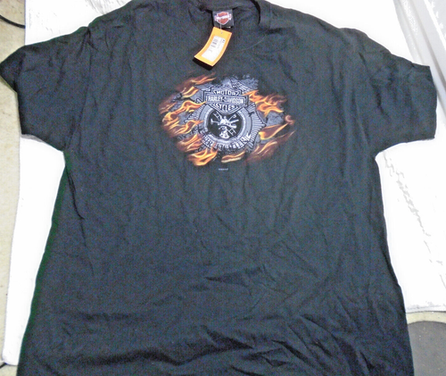Harley Davidson Flamed Logo Mens T Shirt Adult XL Black Kerstings N ...