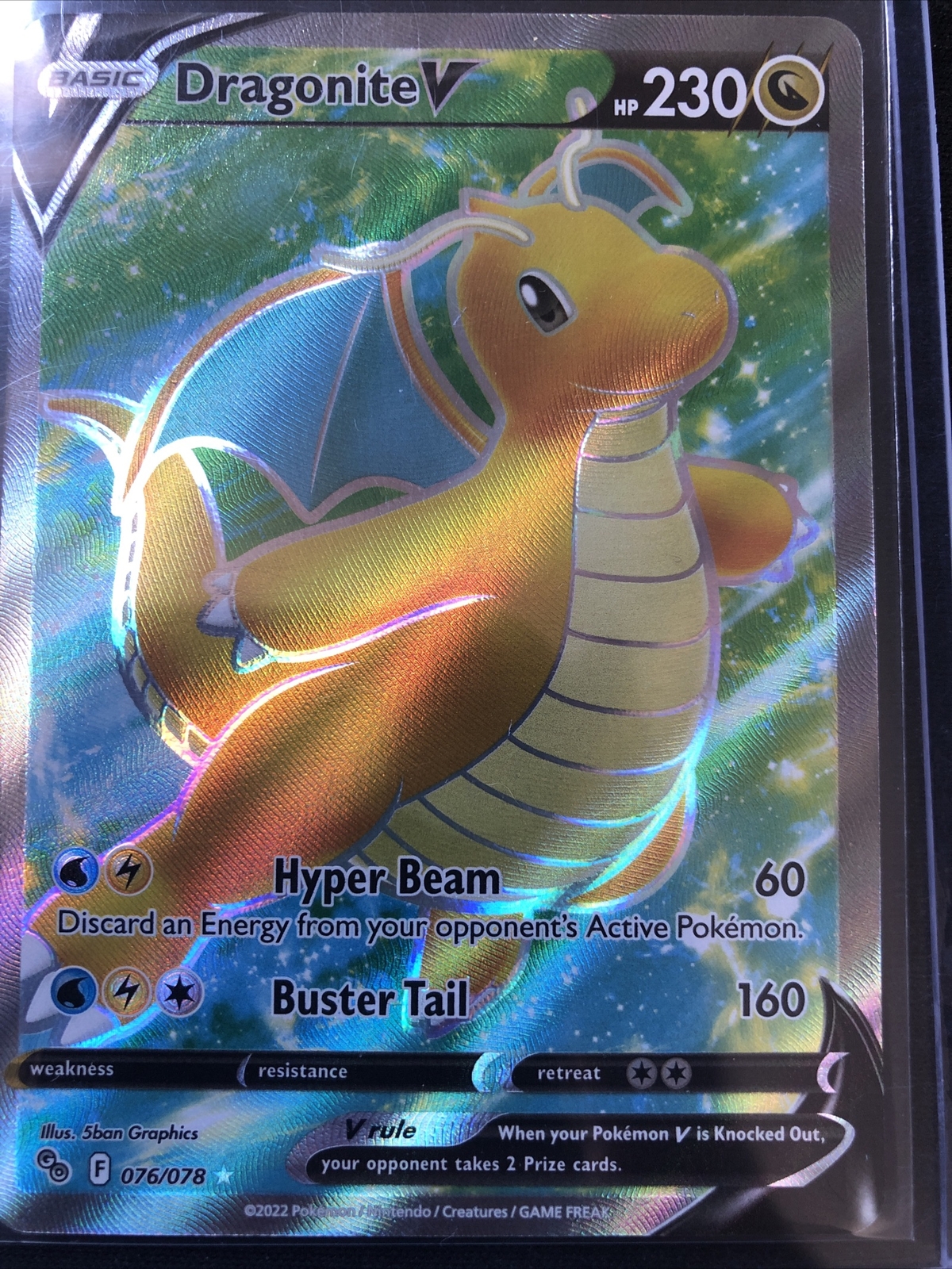 FULL ART Dragonite V ULTRA RARE 076/078 Pokemon GO Holo Foil ...