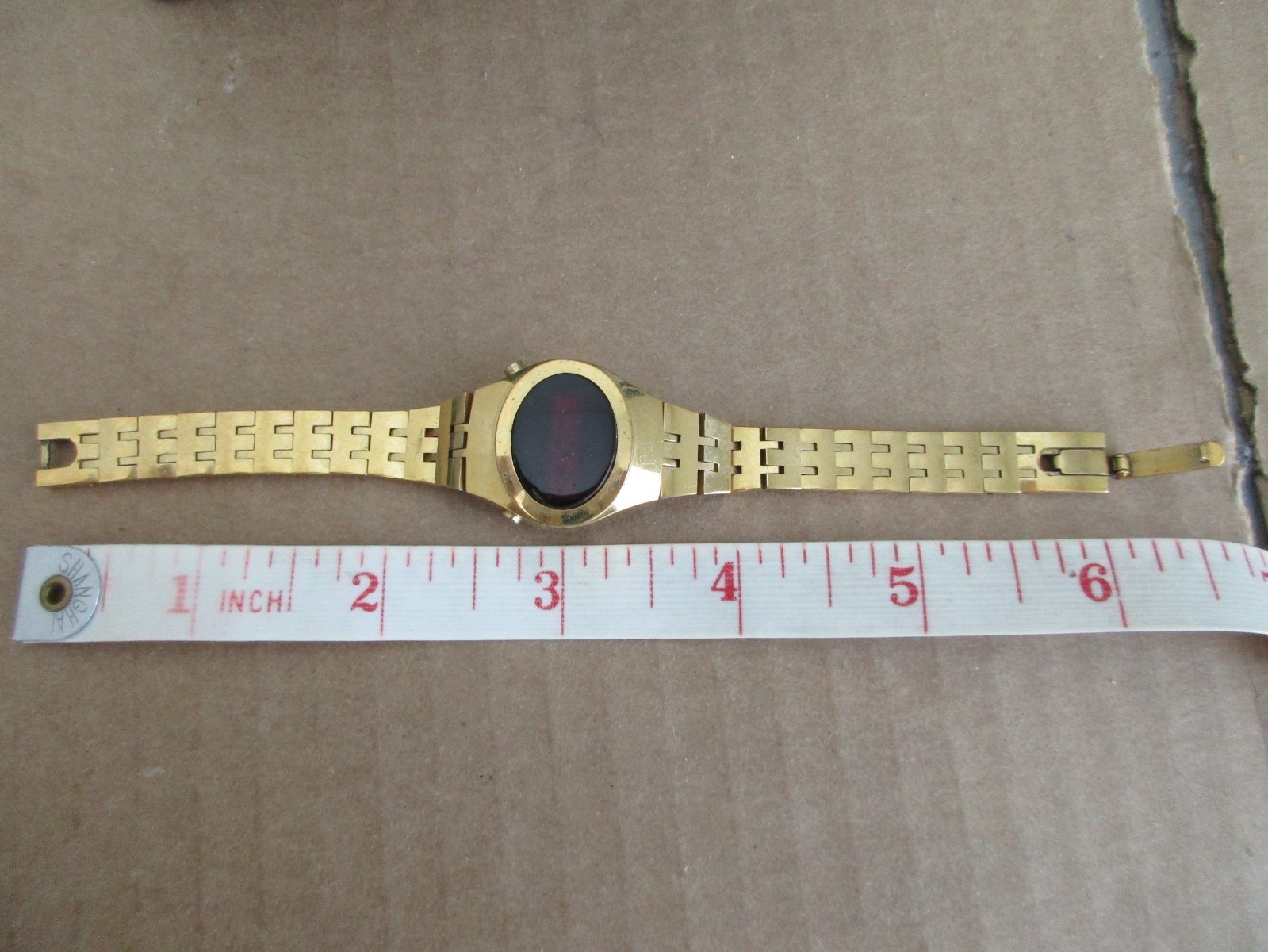 Vintage 70's Hughes Aircraft Gold tone red LED watch - Ladies with ...