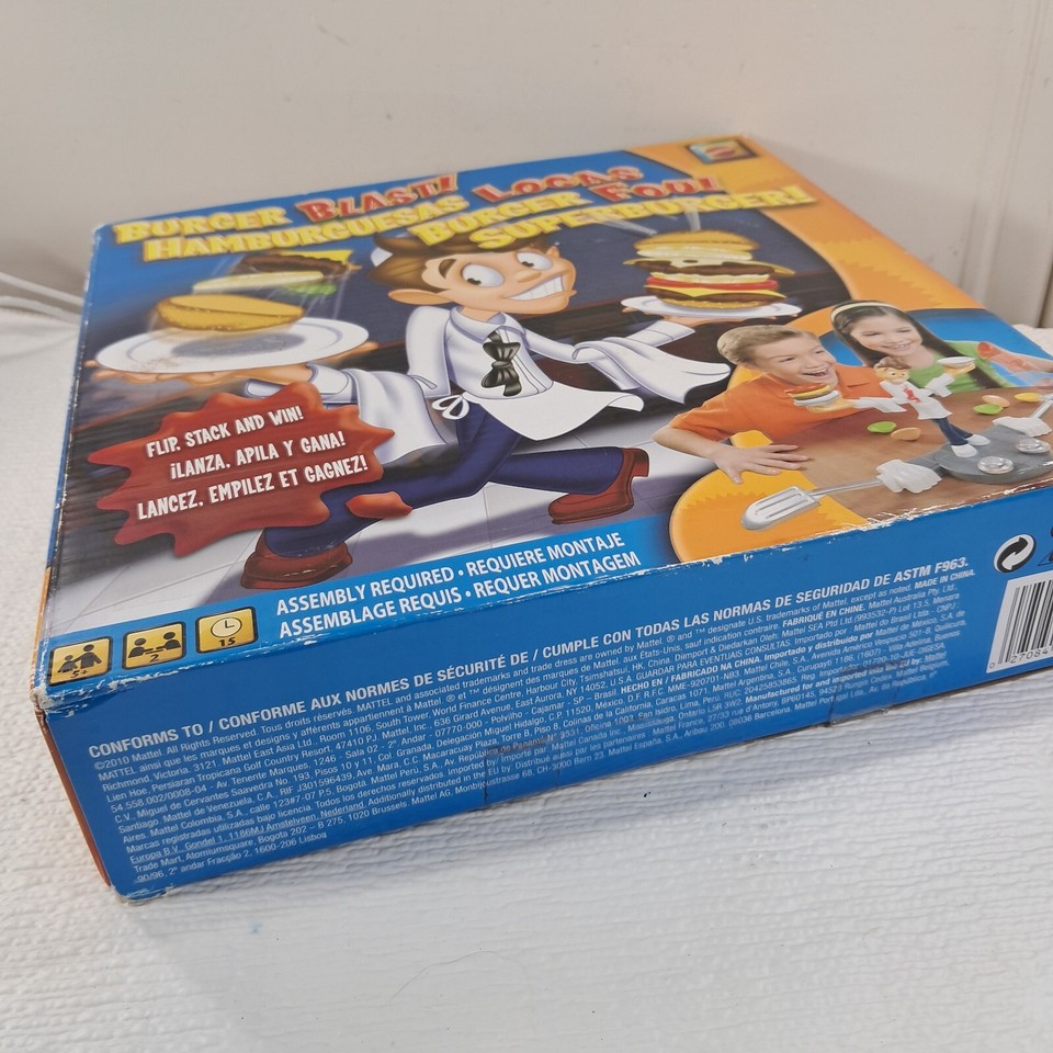 Mattel Burger Blast game Hamburger stacking flip stack win 2010 T8155 ...