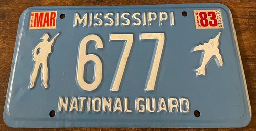 1983 Mississippi National Guard License Plate 677 Low Number | eBay
