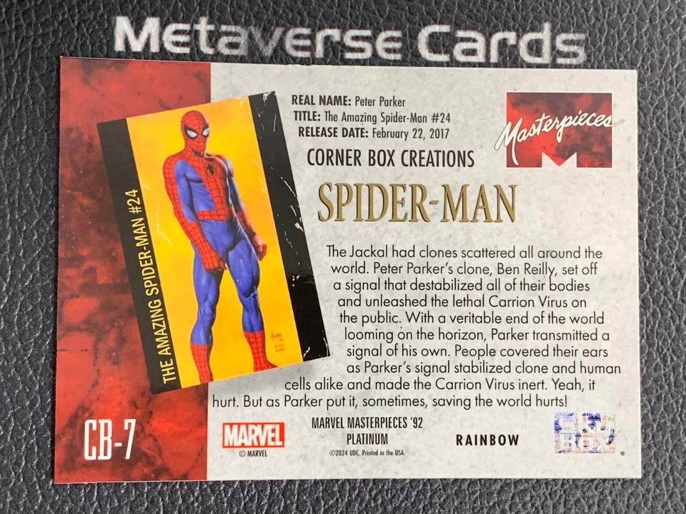 2024 Marvel Masterpieces '92 Platinum Spider-Man Corner Box Creations ...