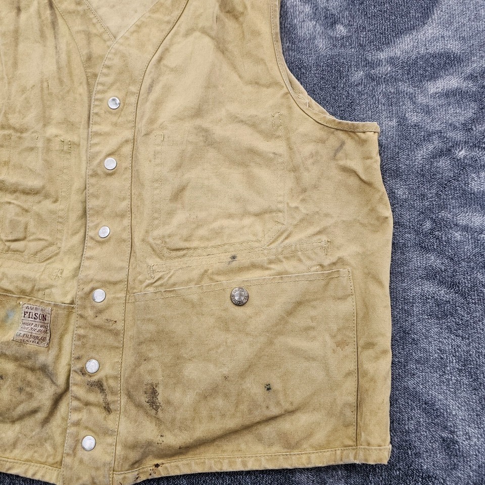 Vintage Filson Vest Mens Medium Hunting fishing outdoor Canvas Tin ...