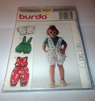 BURDA PATTERN 4831 ~ GIRLS OVERALLS - ROMPER - TOP ~ SIZES 6MOS -2YRS ...