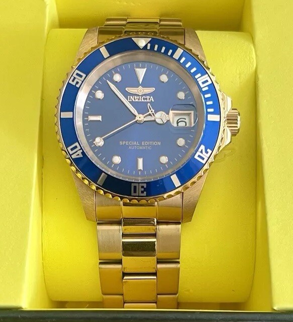 INVICTA Watch Men s Automatic Blue Rose Gold PRO DIVER 30601 Metal Band ...