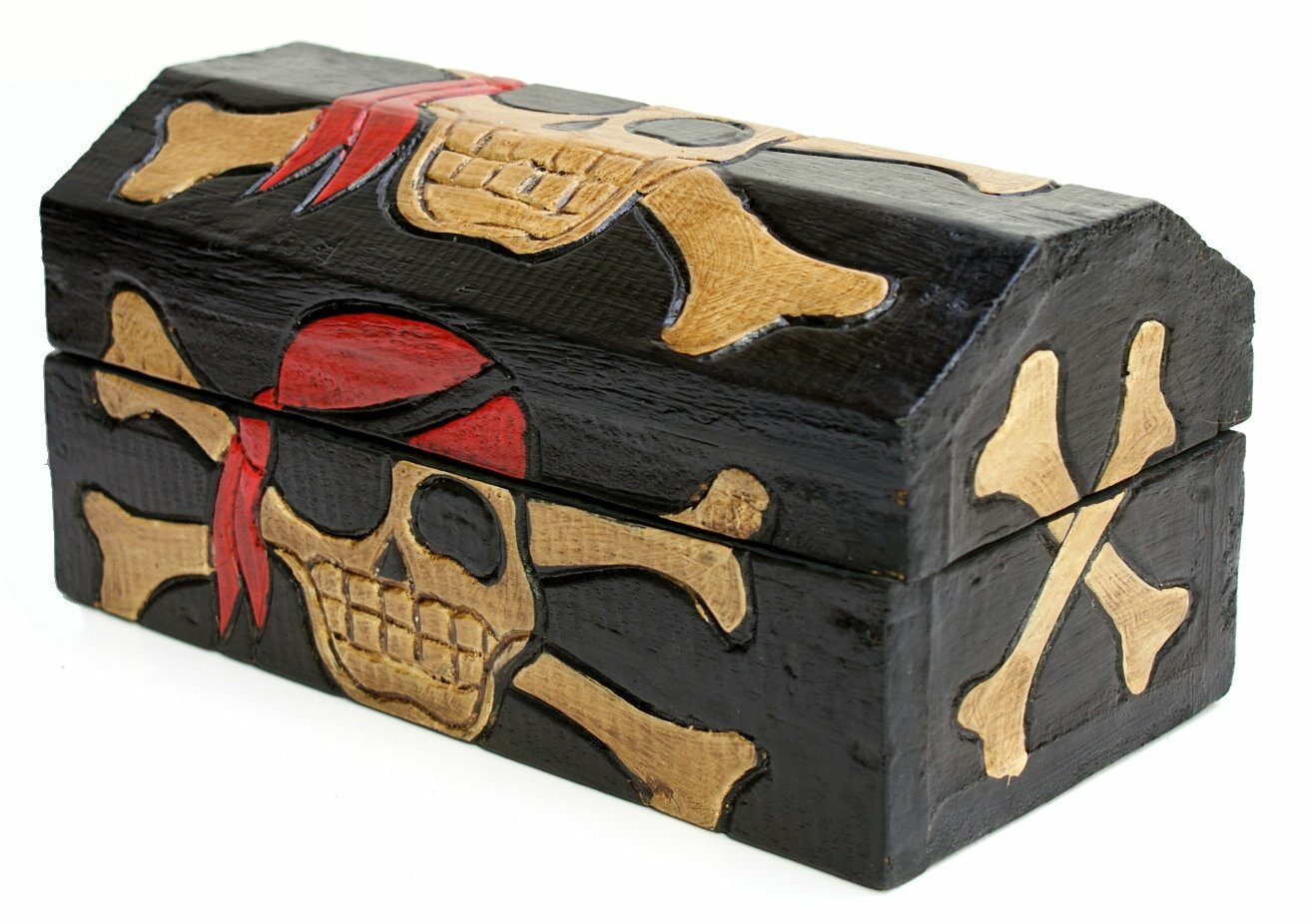Wooden Pirate Chest Small Treasure Storage Case Box Black Gift Idea ...