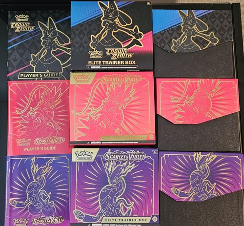 Three pokemon etb boxes empty Comes with players guide. | eBay