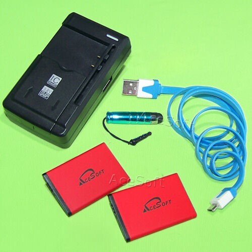 Displaceable 2x 1070mA Battery Quick Charging Charger Cable f Samsung ...