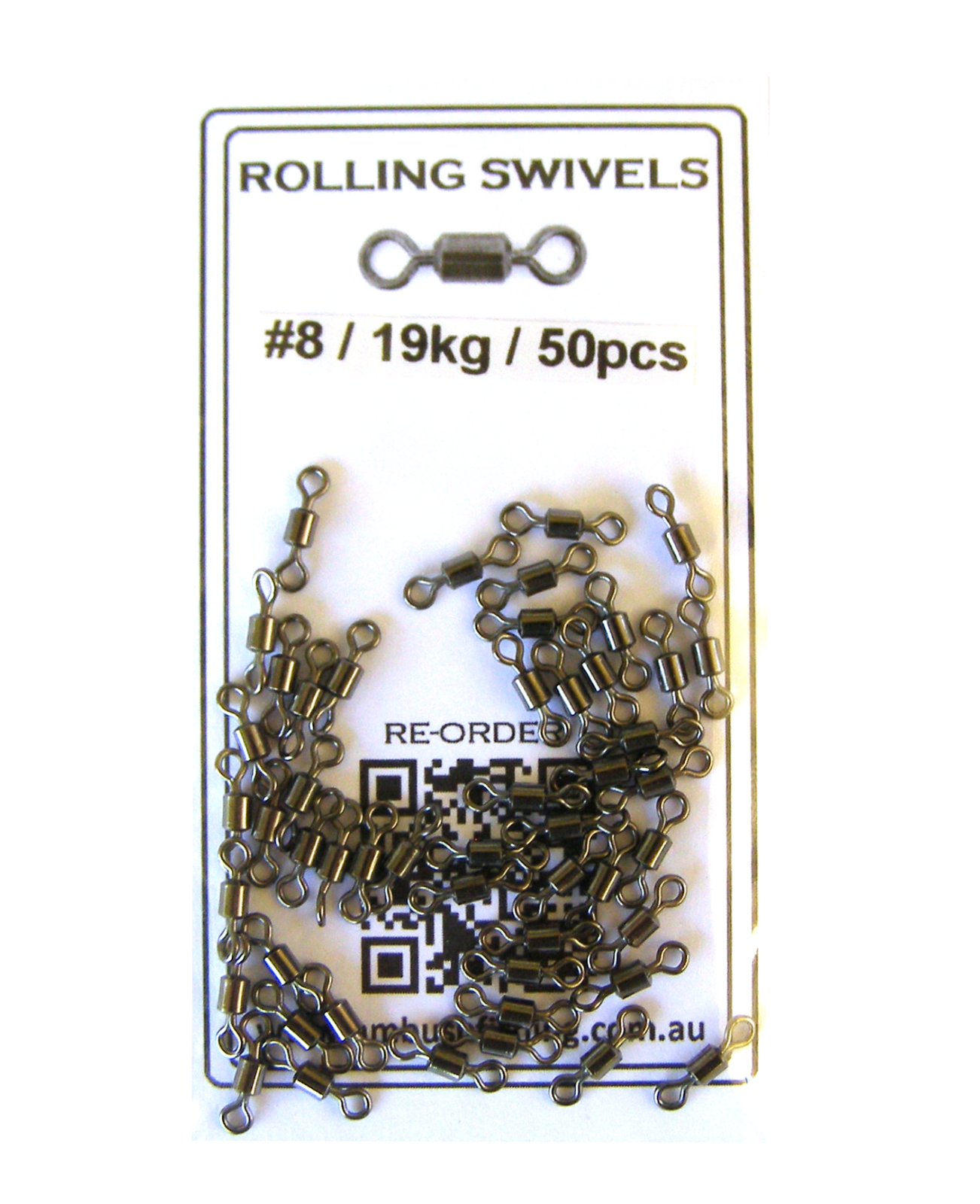 50x ROLLING SWIVELS size # 8 Bulk Pack Fishing Tackle Whiting Bream ...
