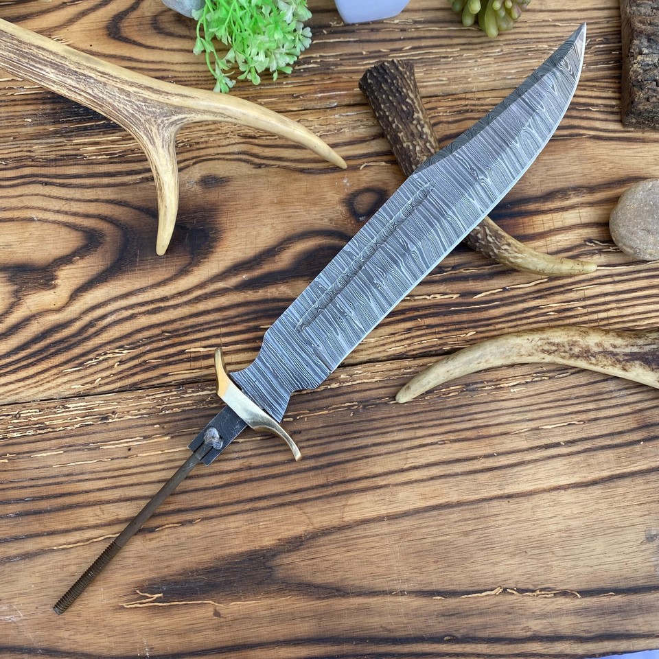 SHARD BLADE CUSTOM HAND FORGED DAMASCUS STEEL BOWIE BLANK BLADE HUNTING ...