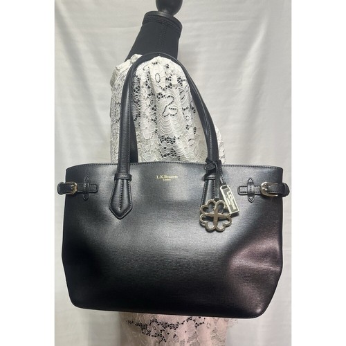 LK Bennett London Black Leather Tote Bag Buckle Detail Designer Purse ...