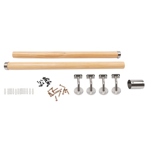 Solid Wall Mount Staircase Wood Handrail PVC Railing with 4X Rail ...