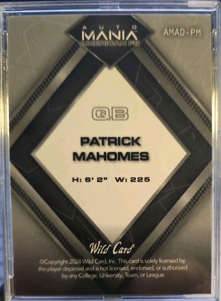Wild Card Auto Mania Patrick Mahomes AMAD-PM 9/10 | eBay