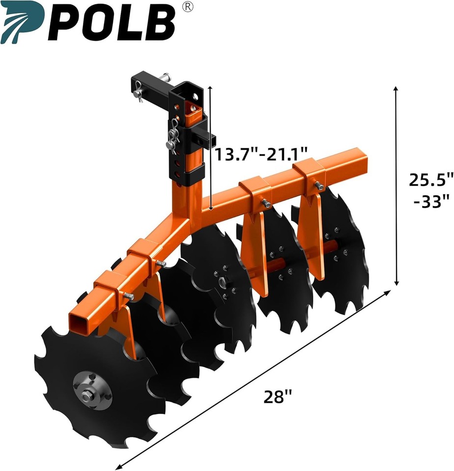 Disc Plow Harrow Universal Receiver Mount Height Heavy Duty Width Cut ...
