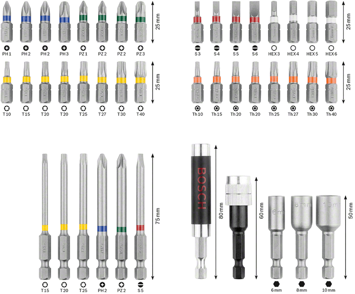 New Genuine Bosch 2607017164 Extra Hard Screwdriver Bit and Nutsetter ...