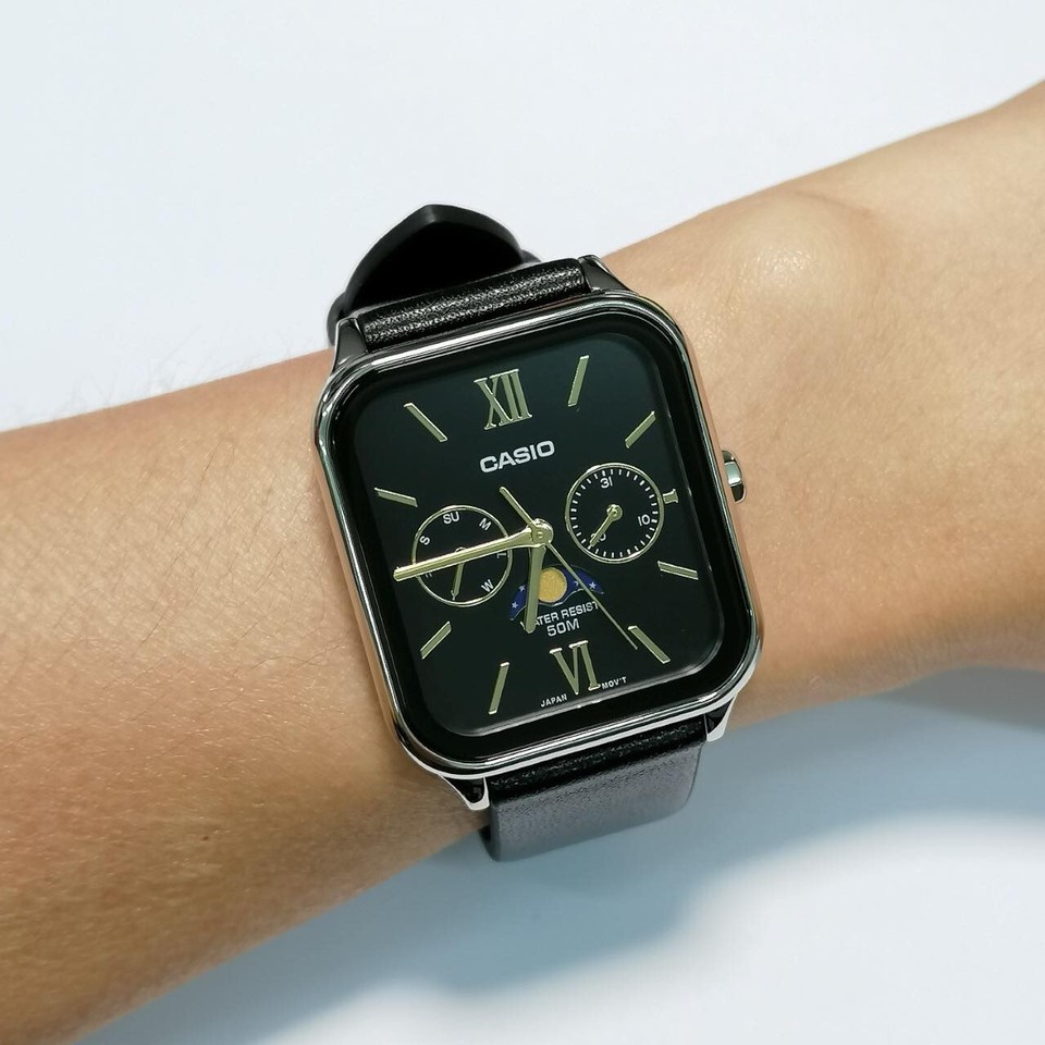 Casio MTP-M305L-1A2 Black Analog Moon Phase Classic Lunar Design Men's ...