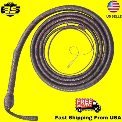 Bullwhip Squadron Genuine Leather Bull Whip | 4–16 ft Length | 16-Plait ...