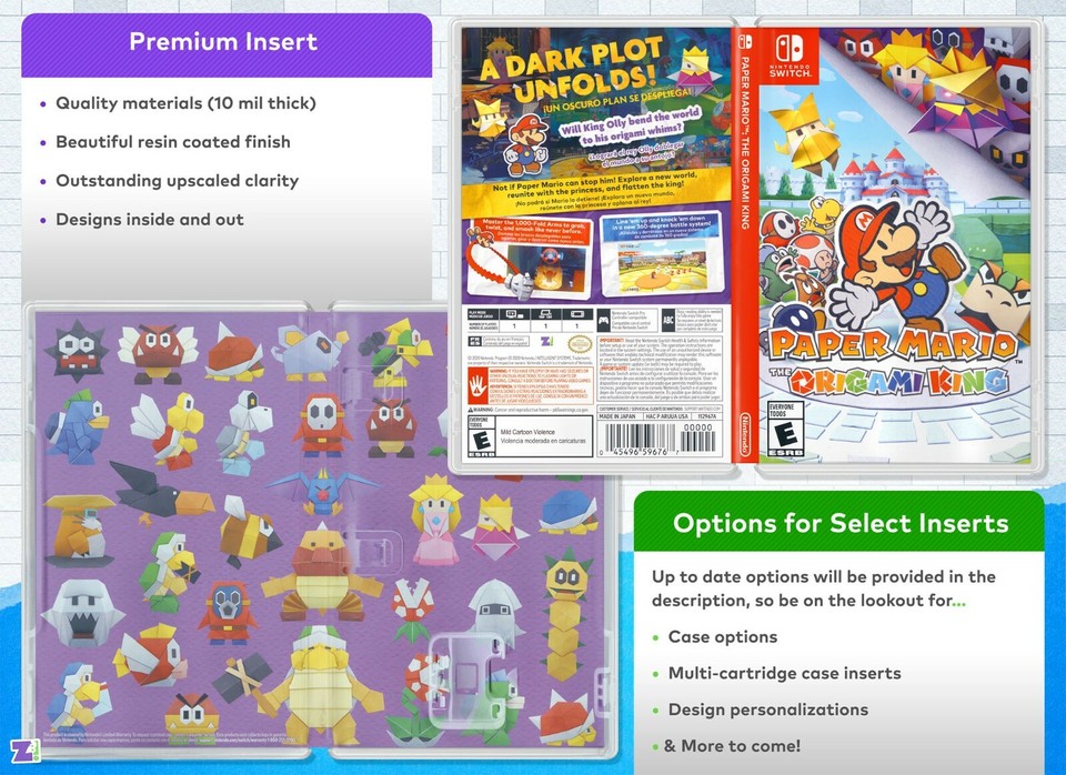 Paper Mario The Origami King Cover Art: Game Insert & Case for Nintendo ...