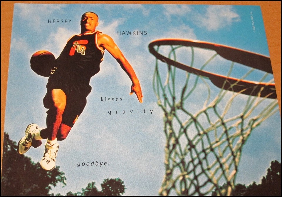 1995 Hersey Hawkins Fila Sports Print Ad Advertisement Hornets ...
