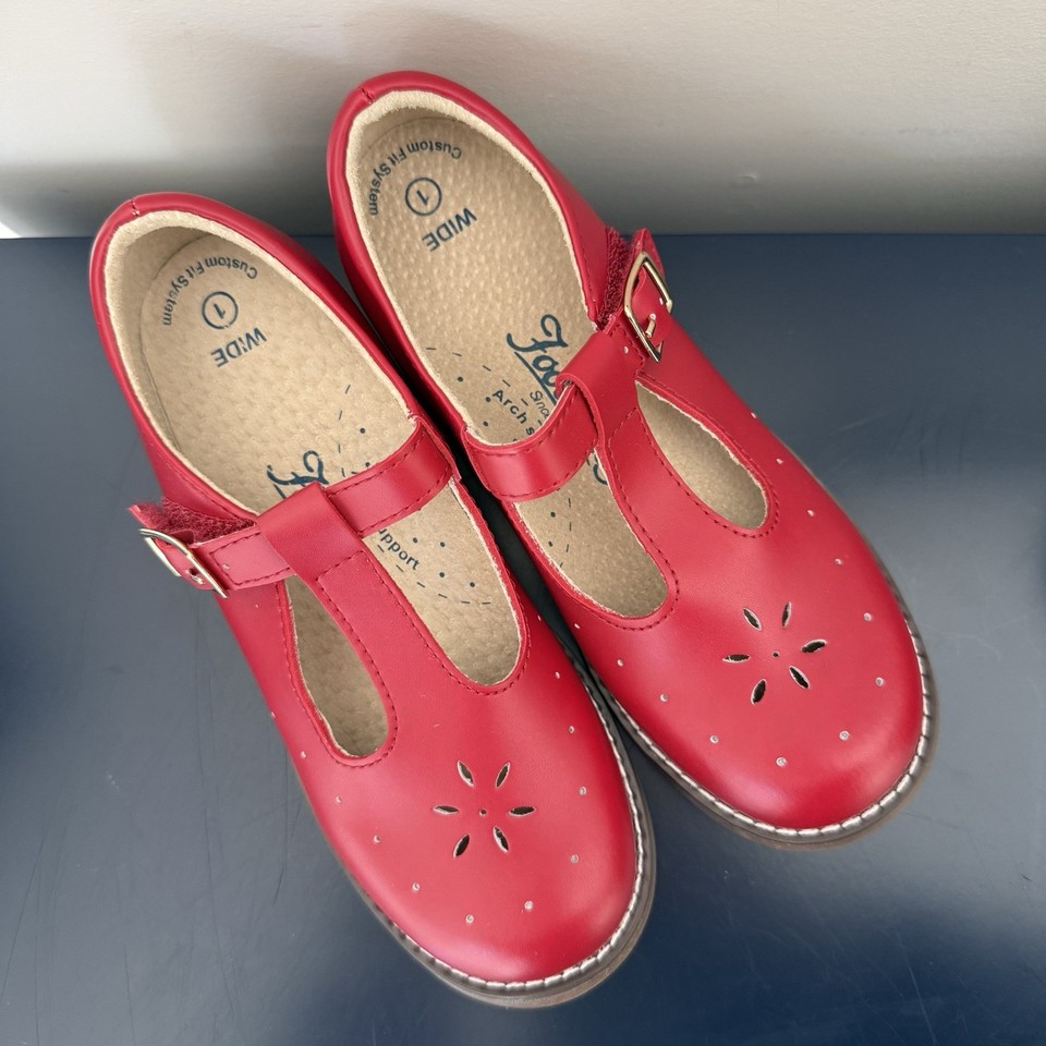 FootMates Girls Mary Jane Red Buckle Shoes Wide Fit Arch Support Size 1 ...
