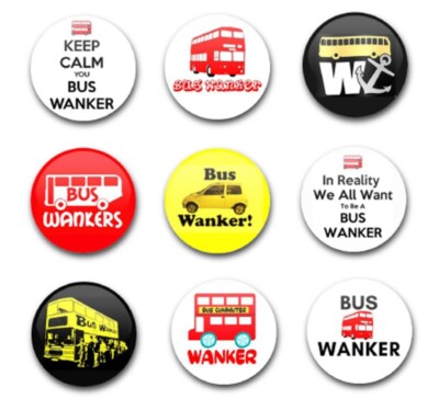 25MM / 1" BUTTON BADGES X9 BUS WANKER | eBay UK