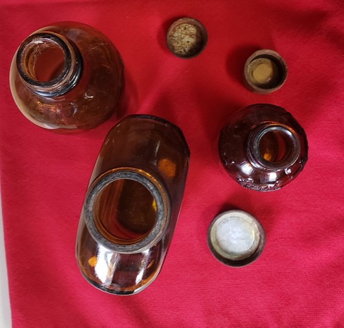 Vintage Lot of 3 Brown Glass Bottles Early Lysol, Zonite, and Stanley w ...