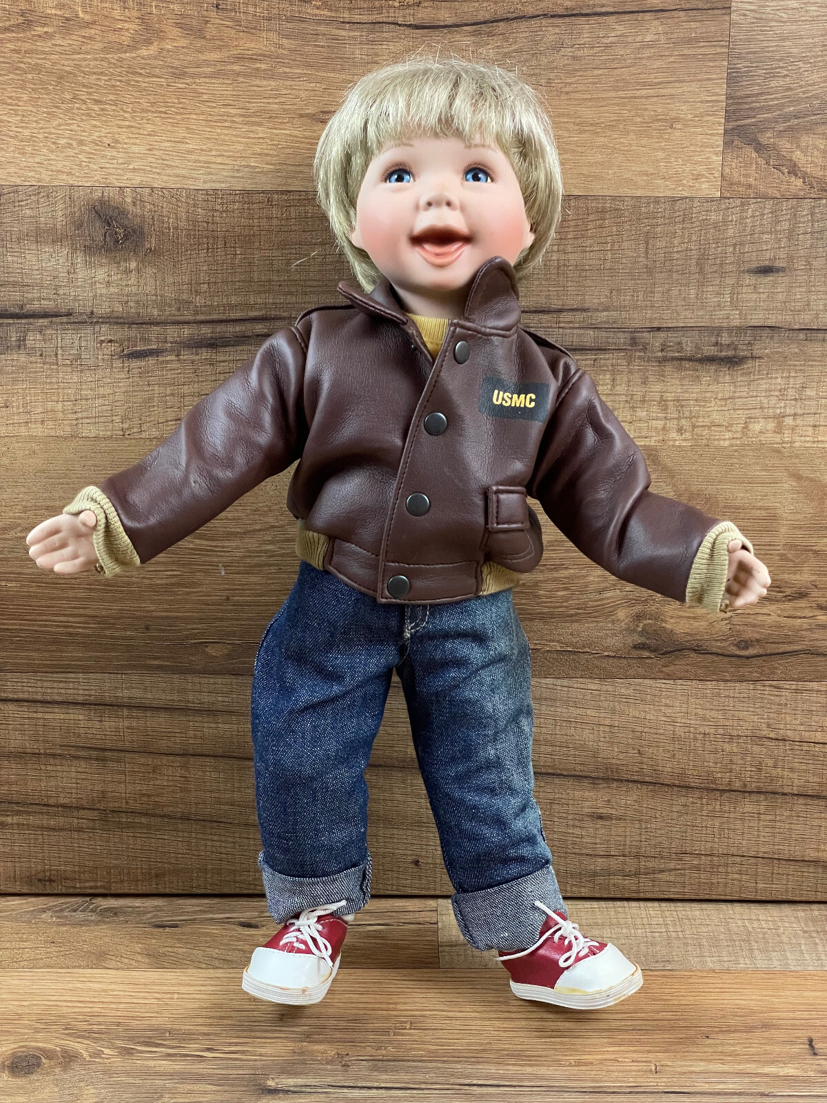 Ashton Drake US Marine Kid Corps Logo 13" Doll USMC Faux Leather Jacket ...