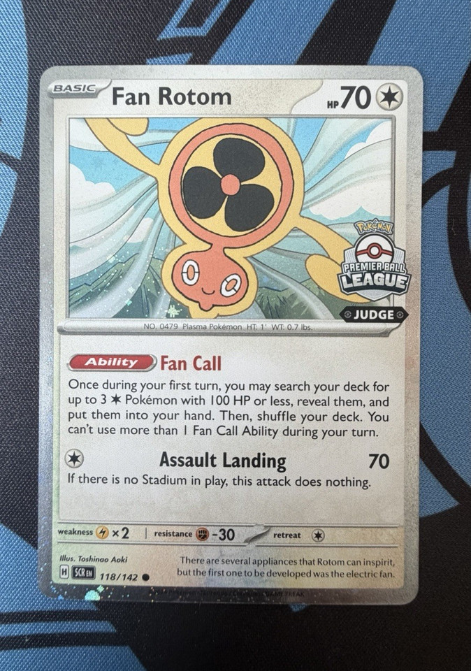 Pokémon Fan Rotom Premier Ball League Judge Stamp SCR EN Card 118/142 ...