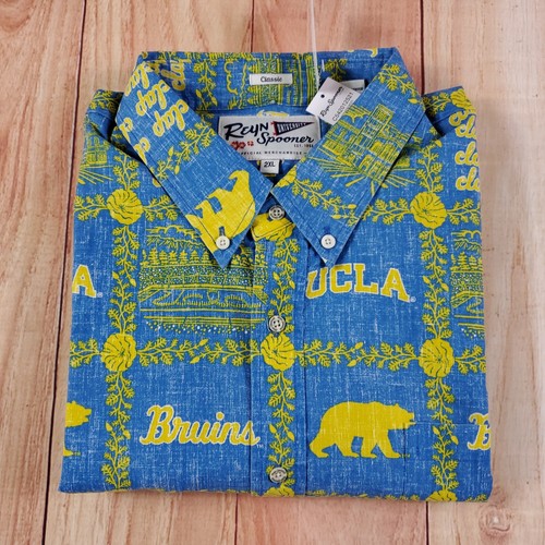 Reyn Spooner University UCLA Bruins Hawaiian Shirt Mens XXL Blue Gold ...