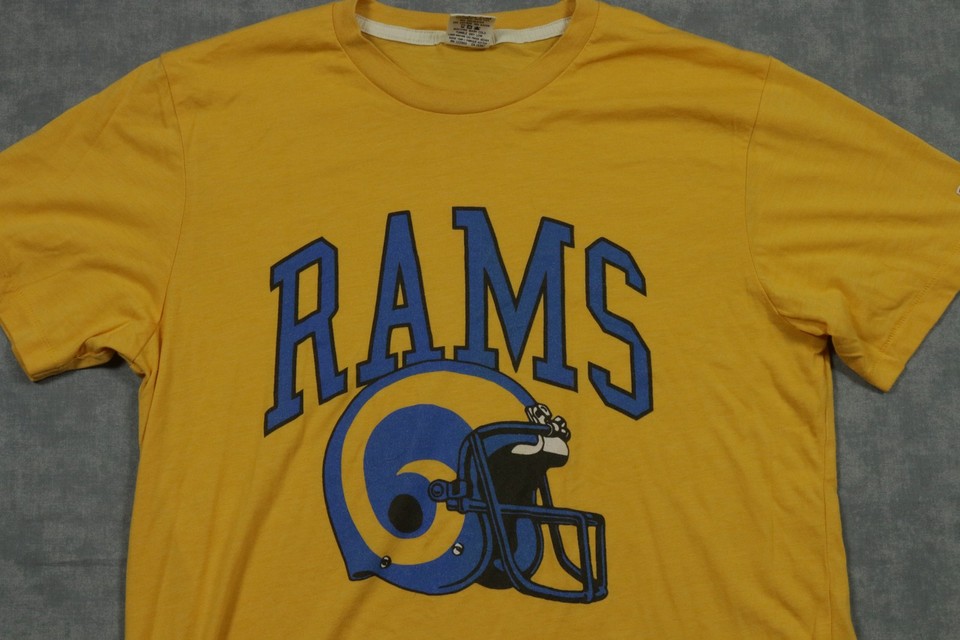 Los Angeles Rams Shirt Mens Medium Yellow NFL Football Throwback Tee ...