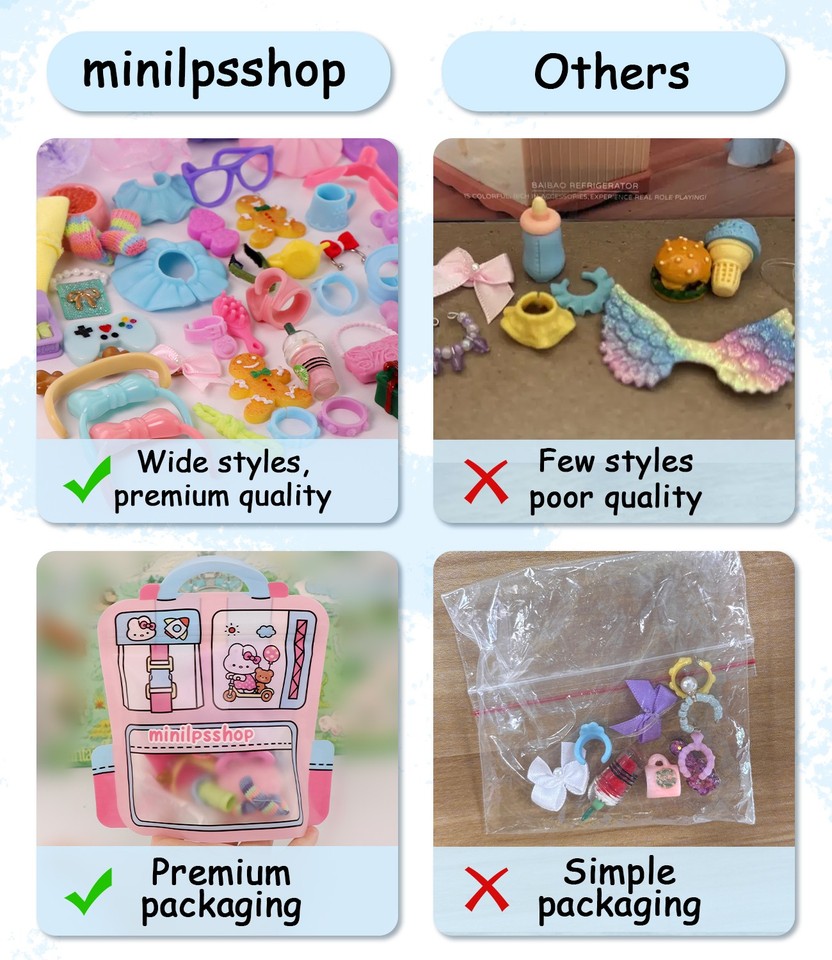 LPS Accessories Random 15pcs for lps Pets Toy Collar Clothes Bow Food ...