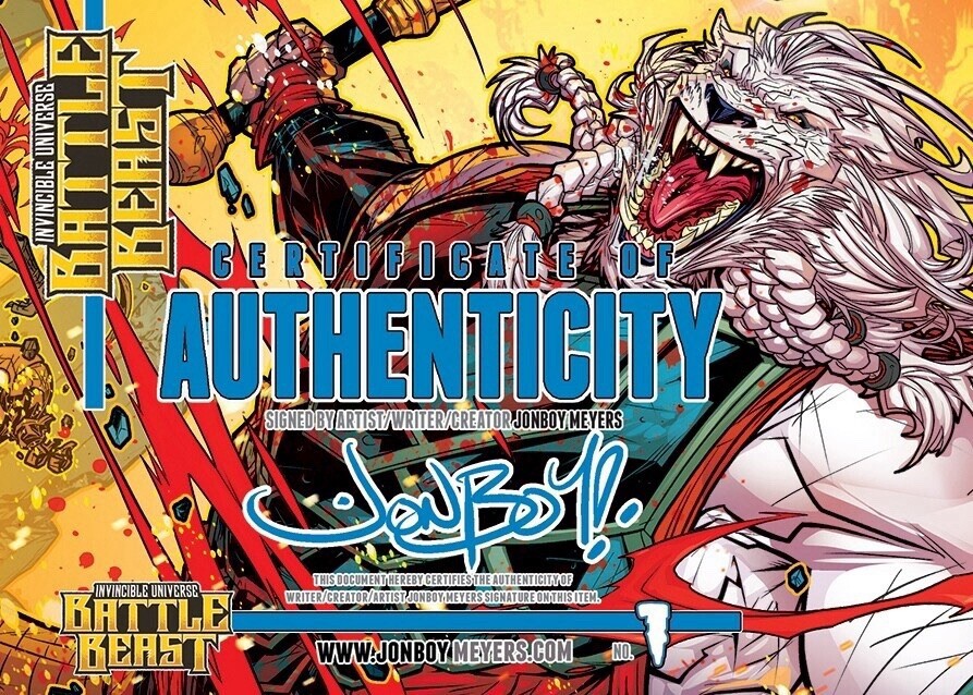 Battle Beast #1 SIGNED by Jonboy Myers Foil Variant (Limited 100) w ...