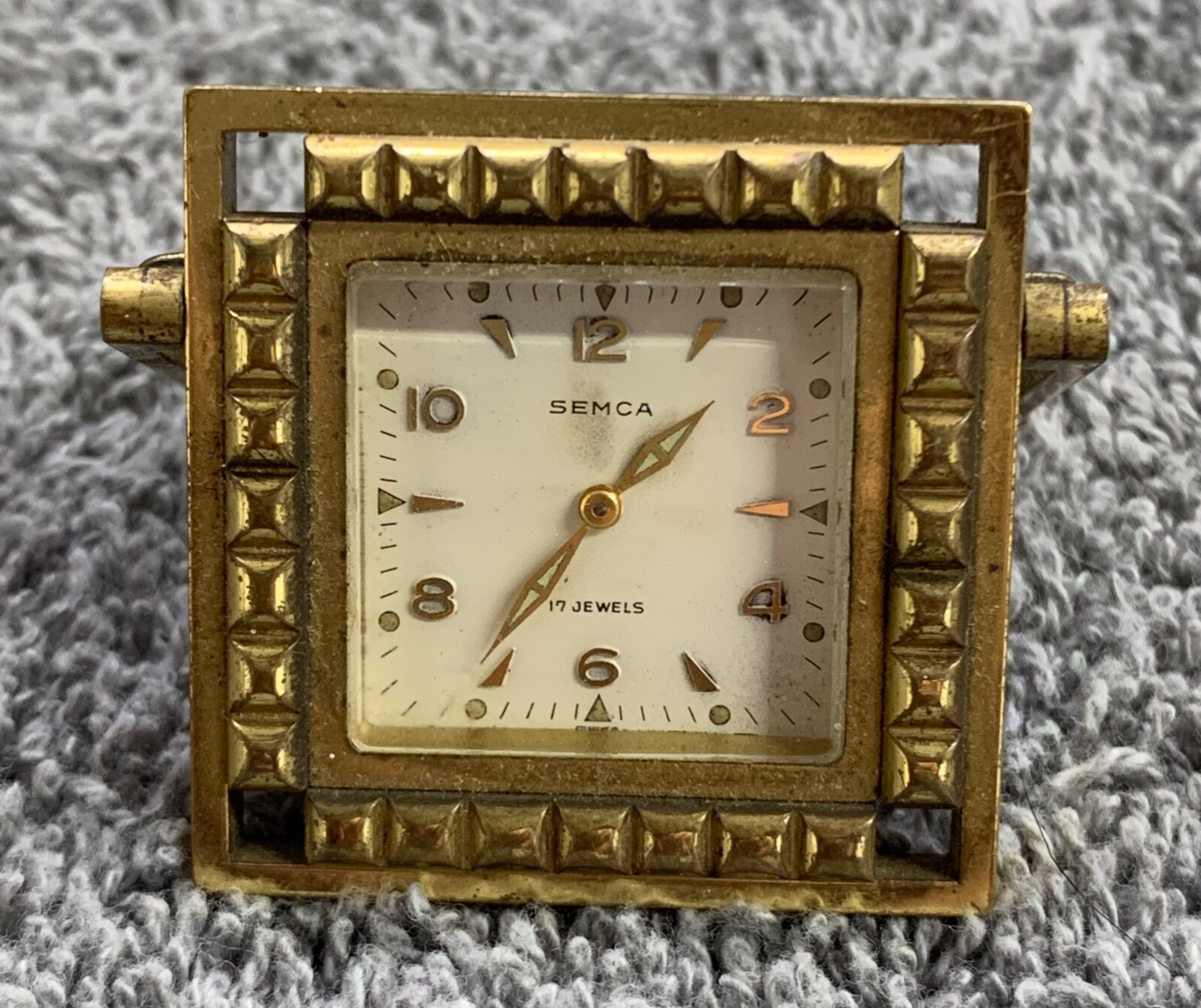 Vintage Semca Swiss Miniature Travel Shelf Mantel Clock 17J * READ DESC ...