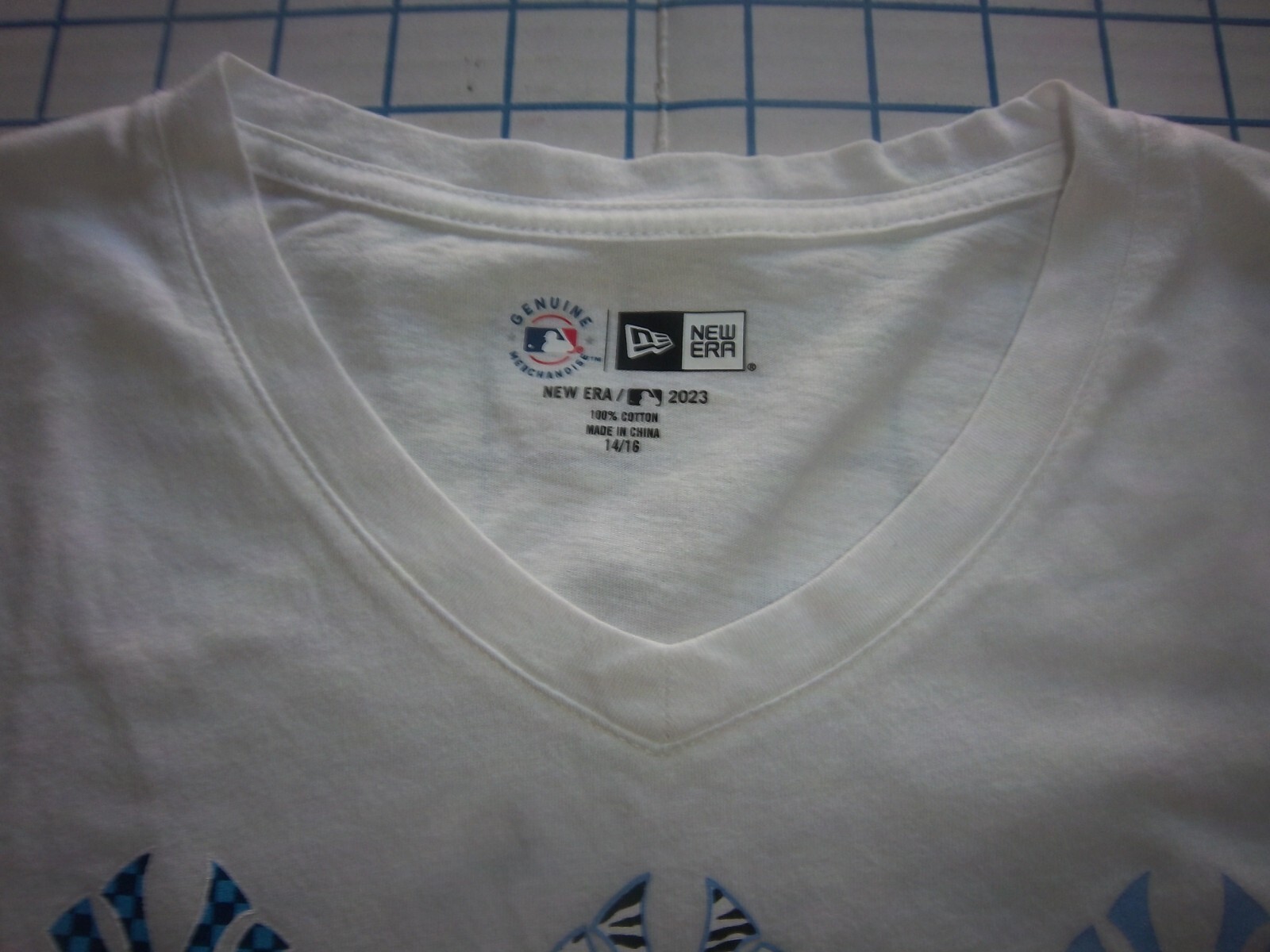 WOMENS/GIRLS SIZE 14/16 WHITE/BLUE NEW ERA/MLB YANKEES SS COTTON SHIRT ...