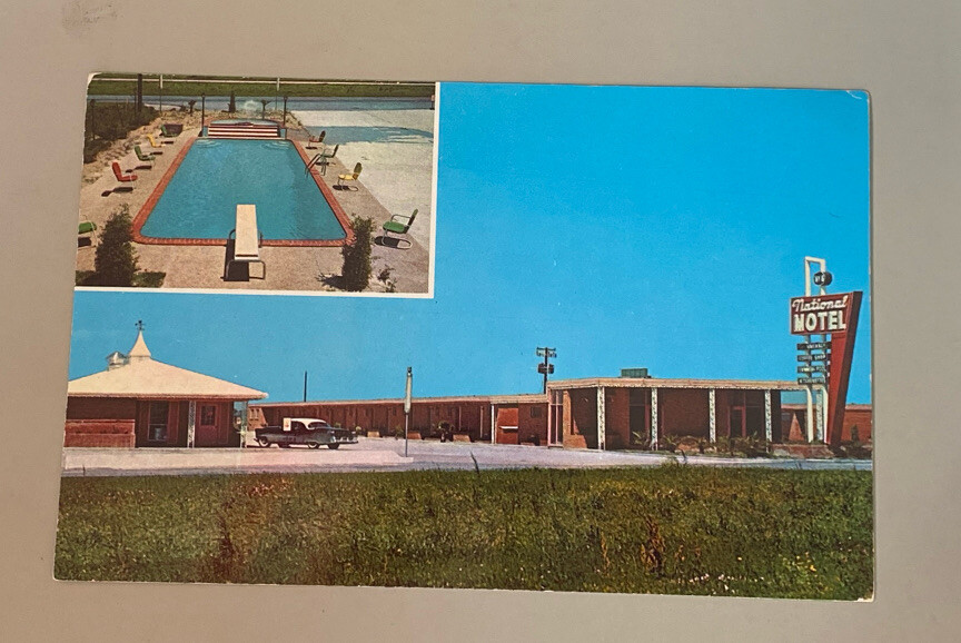 Vintage Postcard, Unposted National Motels Houston Texas Pool Reviewed ...