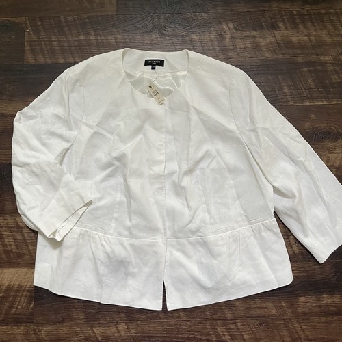 NWT talbots 100% Linen White Minimalist Boho Spring Blazer Jacket Plus ...