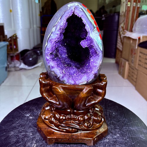 13.64LB Large Natural Amethyst geode quartz cluster crystal Egg ...