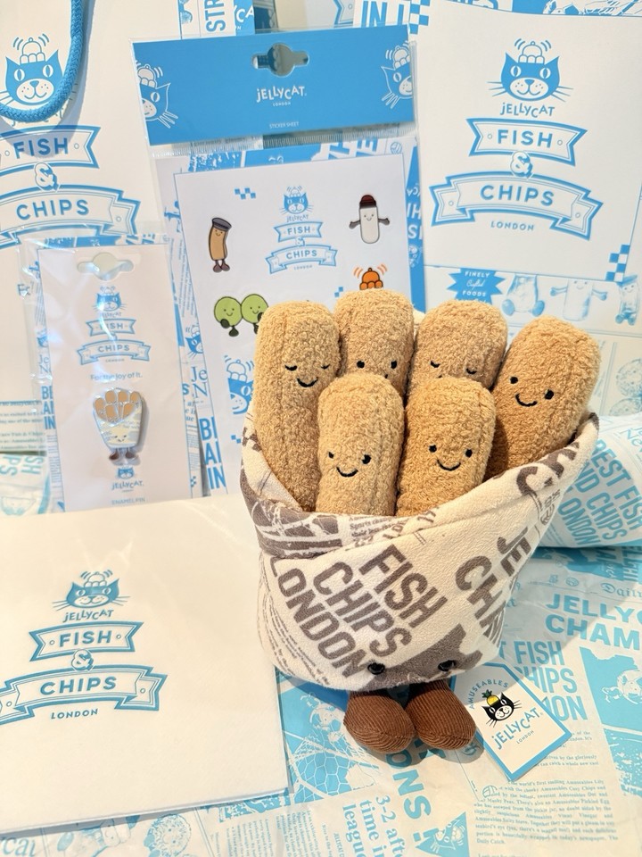 Jellycat Fish & Chips Full Set! Lily Fish, Cosy Chips & Mushy Peas and ...