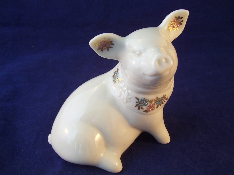 Lenox China Jewels Collection Porcelain Pig Figurine Enamel Floral ...