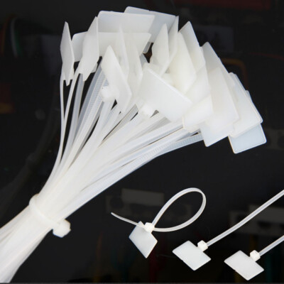 100X Self-Locking Label Zip Tie Cable Marker Tag Network Cord Wire ...