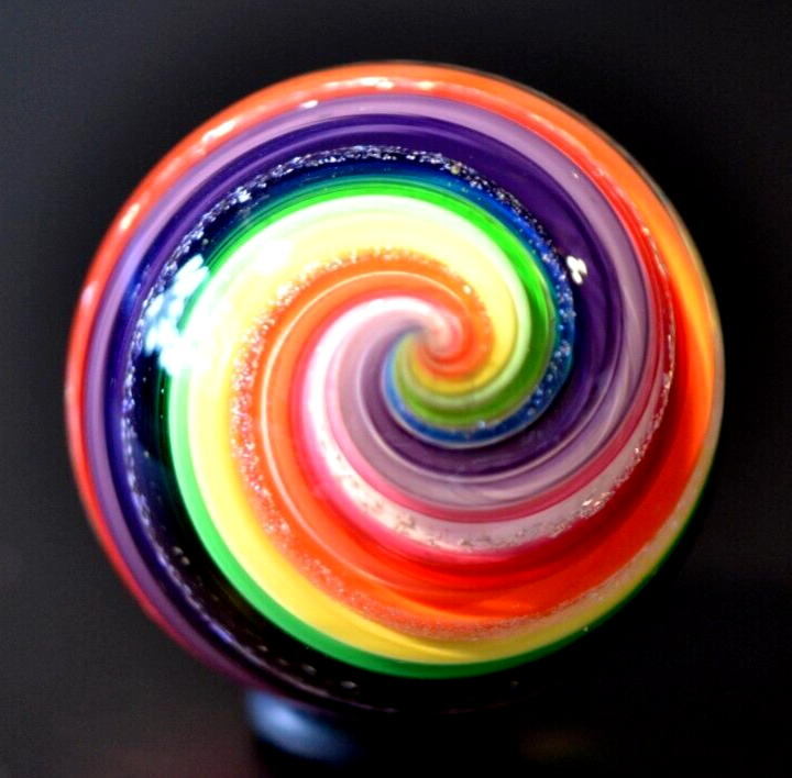 EDDIE SEESE GLASS MARBLE/1.527"-DICHROIC RAINBOW-ROYAL,ORANGE,YELLOW ...