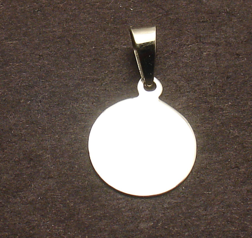 12mm 1/2" Engravable Reversible Disc Charm Pendant Real Solid 14K White ...