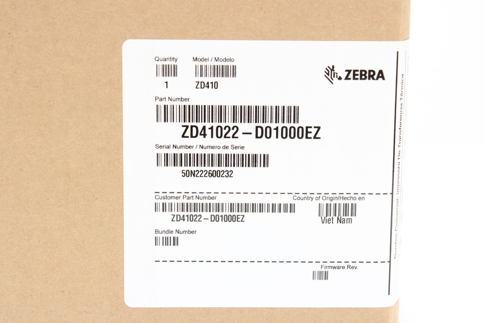 SEALED Zebra ZD410 Direct Thermal Barcode Label Desktop Printer ZD41022 ...